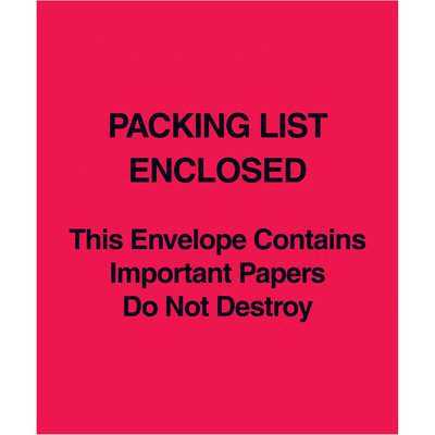 MH-USA 5 x 6" Red (Paper Face) "Packing List Enclosed This Envelope ...