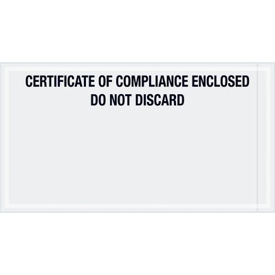 MH-USA 6 x 11" "Certificate of Compliance Enclosed" Transportation ...