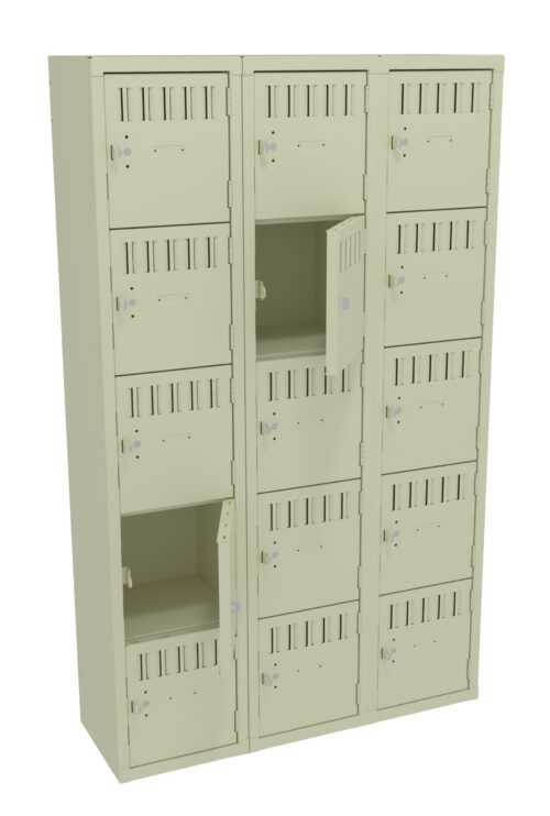Tennsco 36" W x 12"D Three-Wide Assembled Five-Tier Box Locker without ...