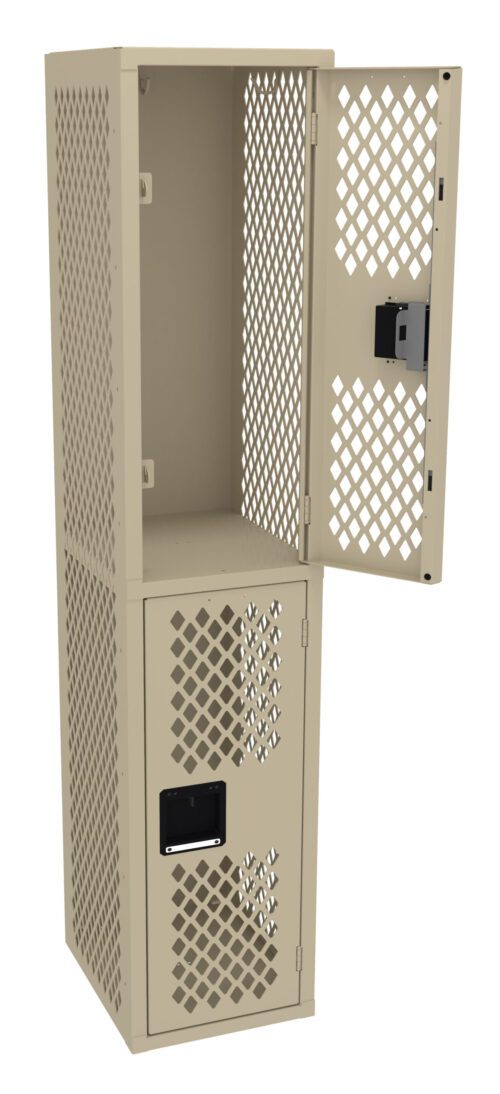 Tennsco 15"W One-Wide Double Tier Ventilated Locker without Legs, Sand ...
