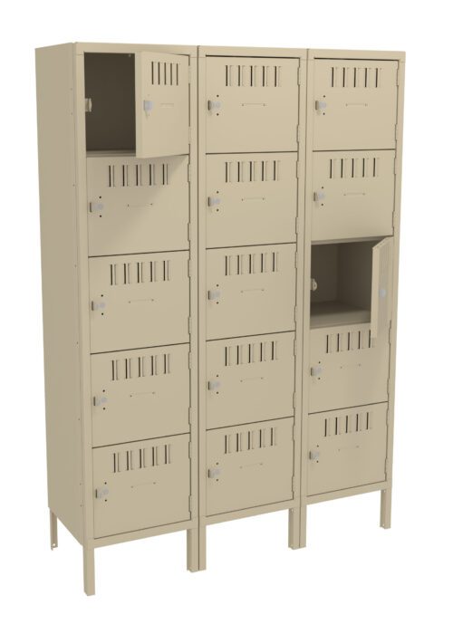 Tennsco 45" W x 15"D Three-Wide Assembled Five-Tier Box Locker with ...