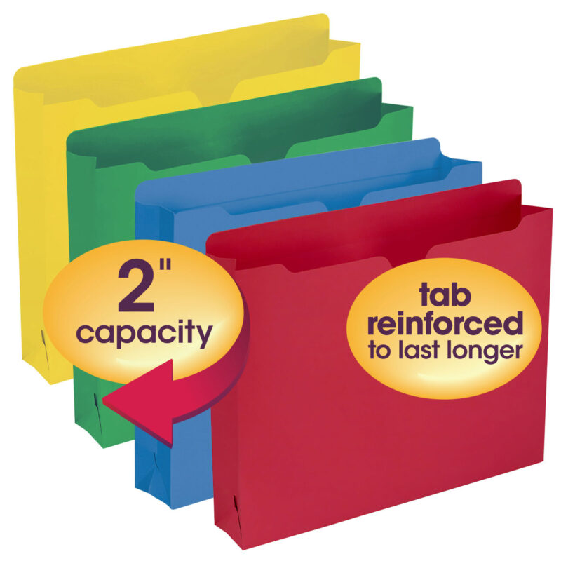 Smead File Jacket, Reinforced Straight-Cut Tab, 2" Expansion, Letter ...