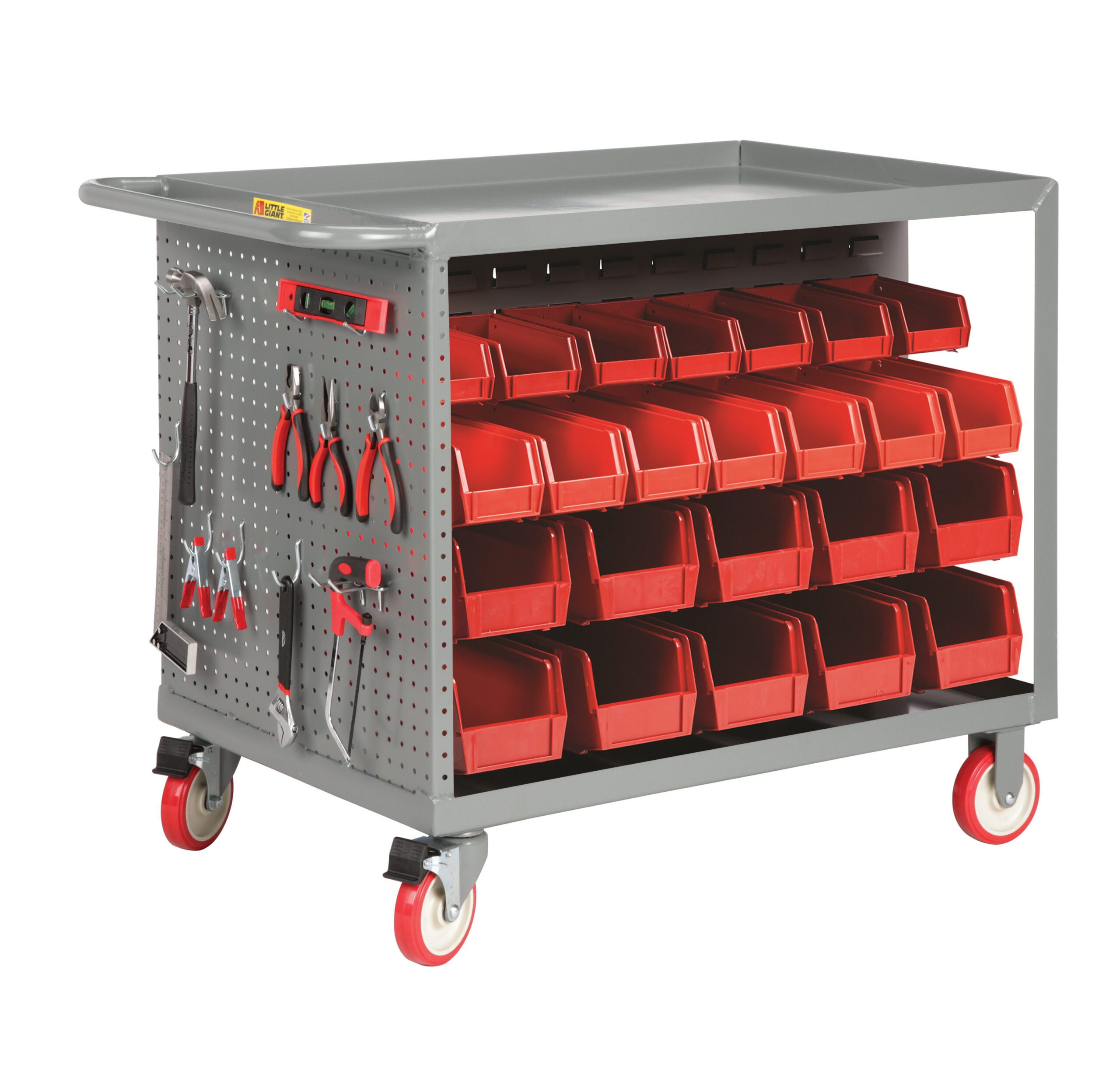 Little Giant Bin Cart with Pegboard Tool Storage | MH USA