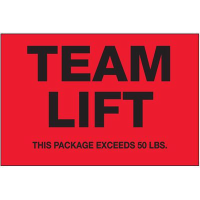 MH-USA 2 x 3" - "Team Lift" (Fluorescent Red) Labels (500/Roll) | MH USA