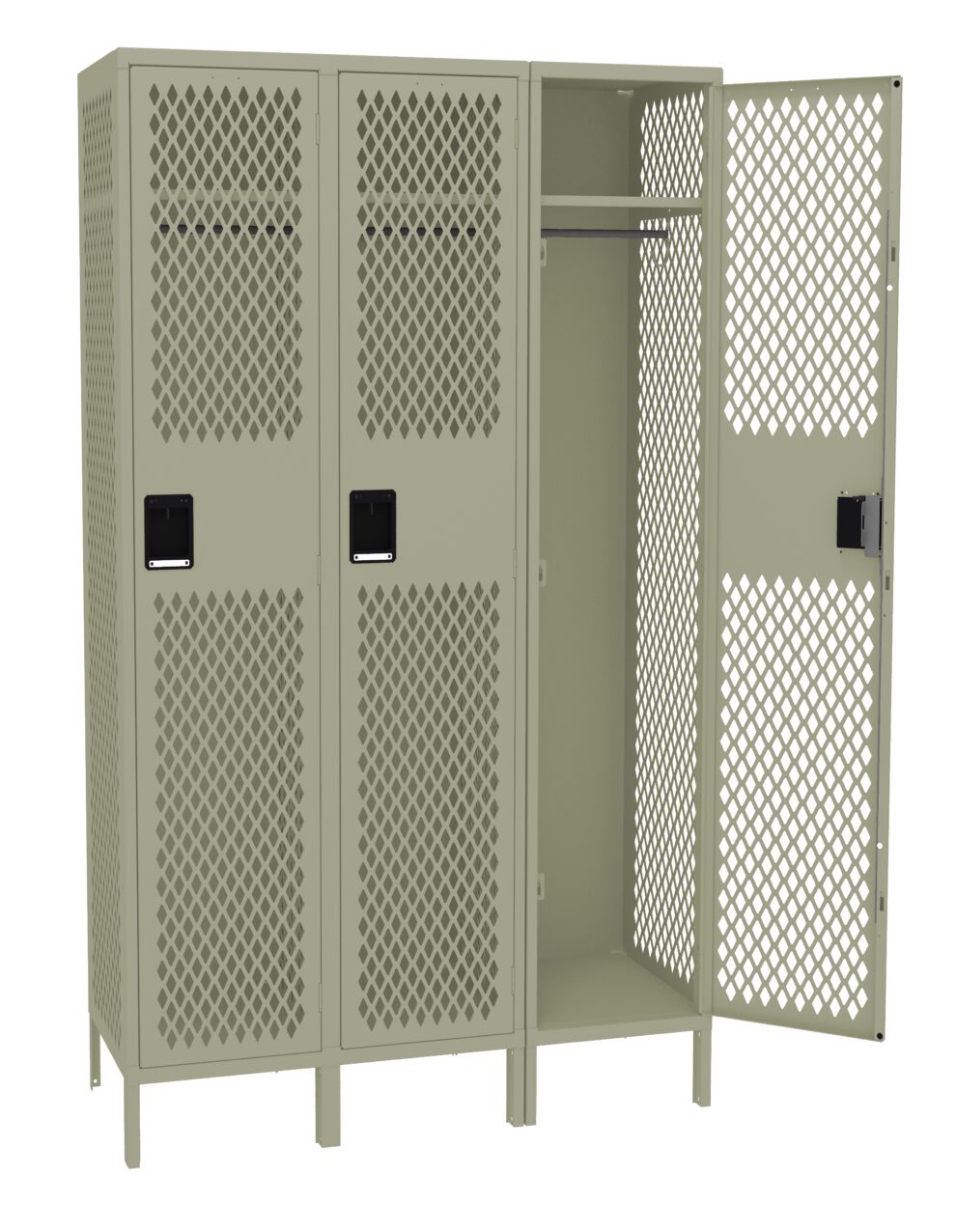 Tennsco 15"W Three-Wide Single Tier Ventilated Locker with Legs ...