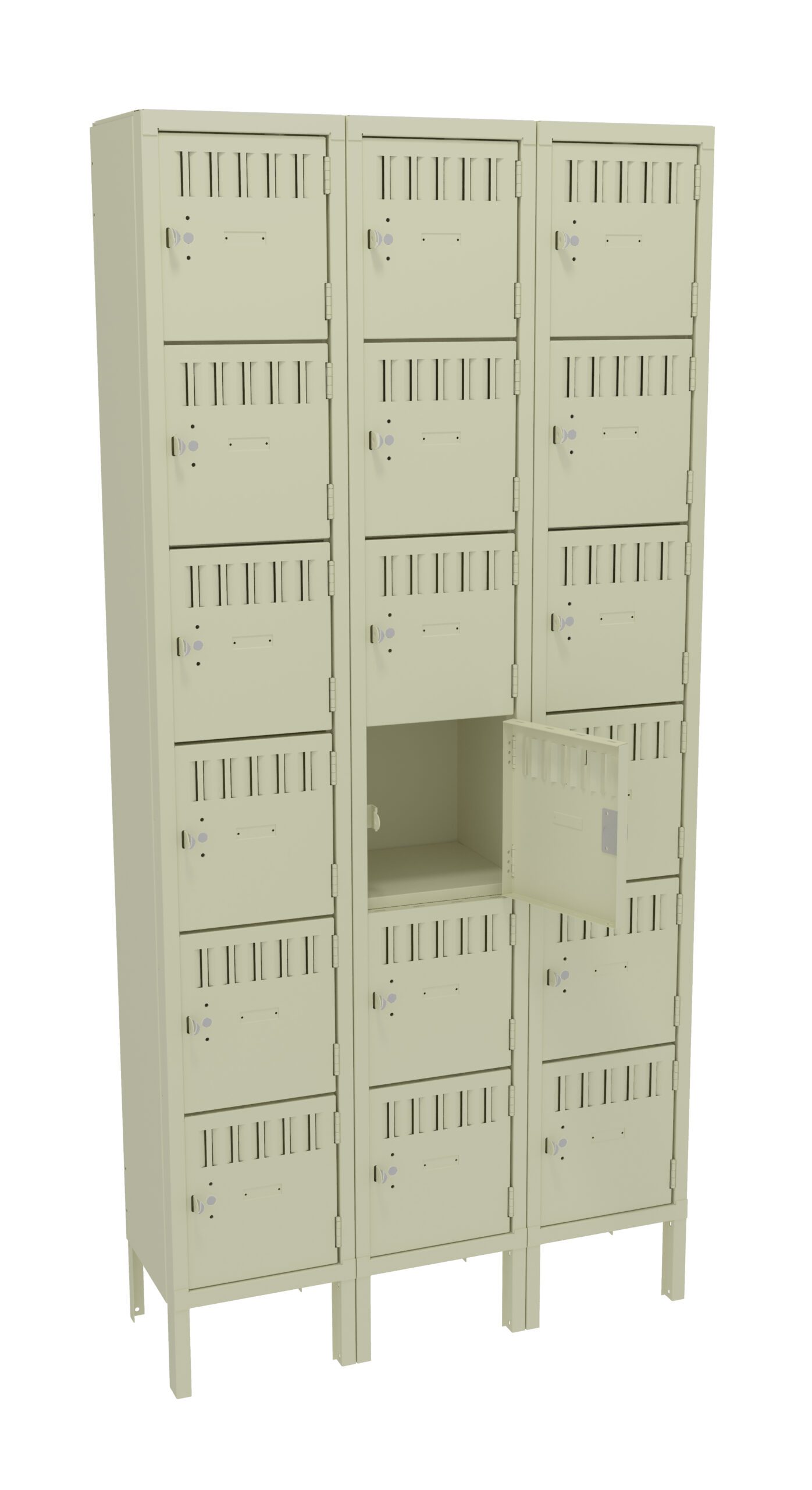 Tennsco 36" W x 12"D Three-Wide Unassembled Six-Tier Box Locker with ...
