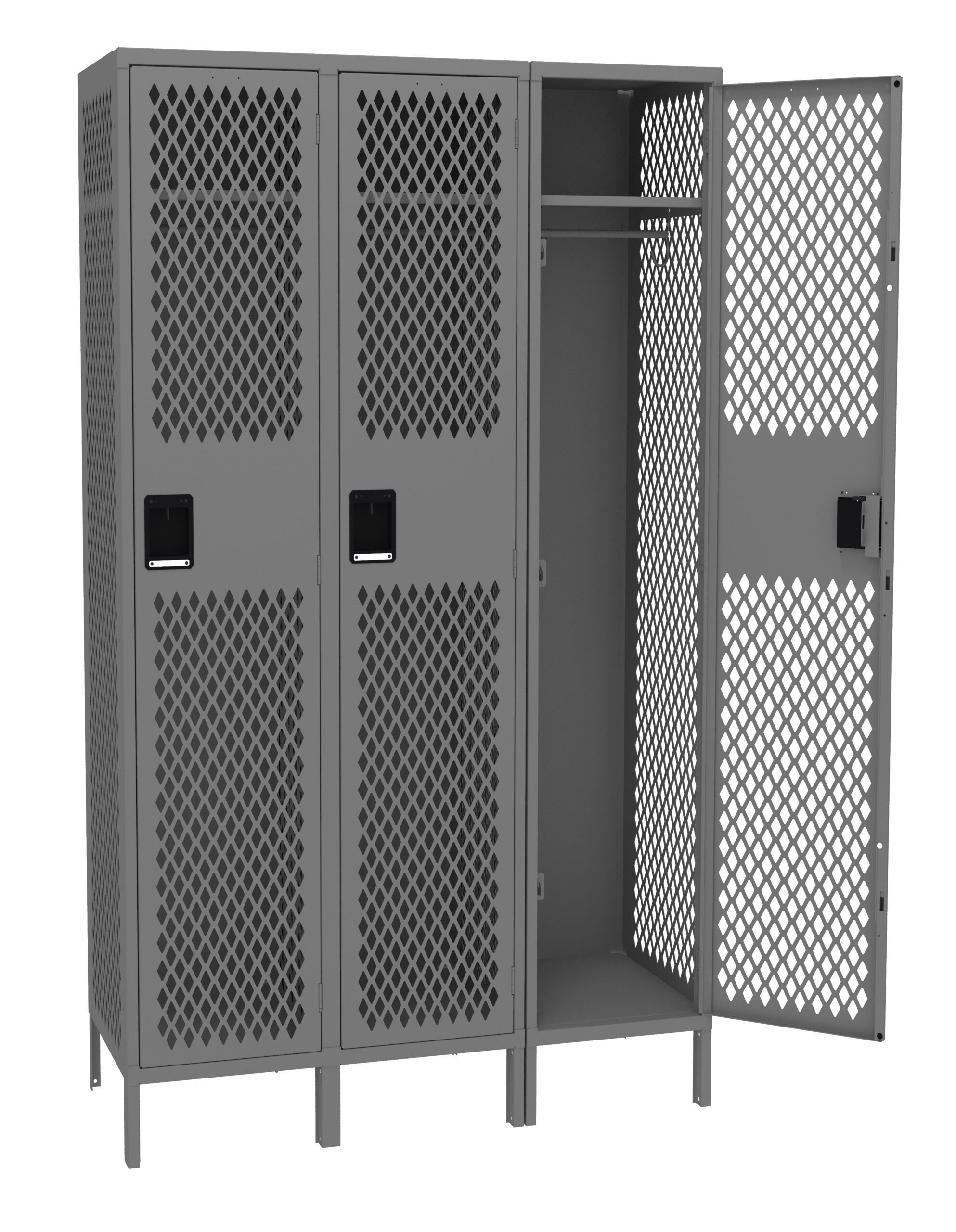 Tennsco 15"W Three-Wide Single Tier Ventilated Locker with Legs, Medium ...