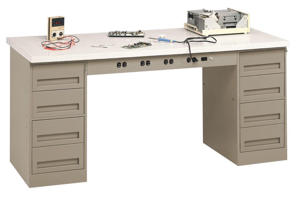 Tennsco 72"W x 30"D Electronic Modular Workbench With Plastic Top and ...