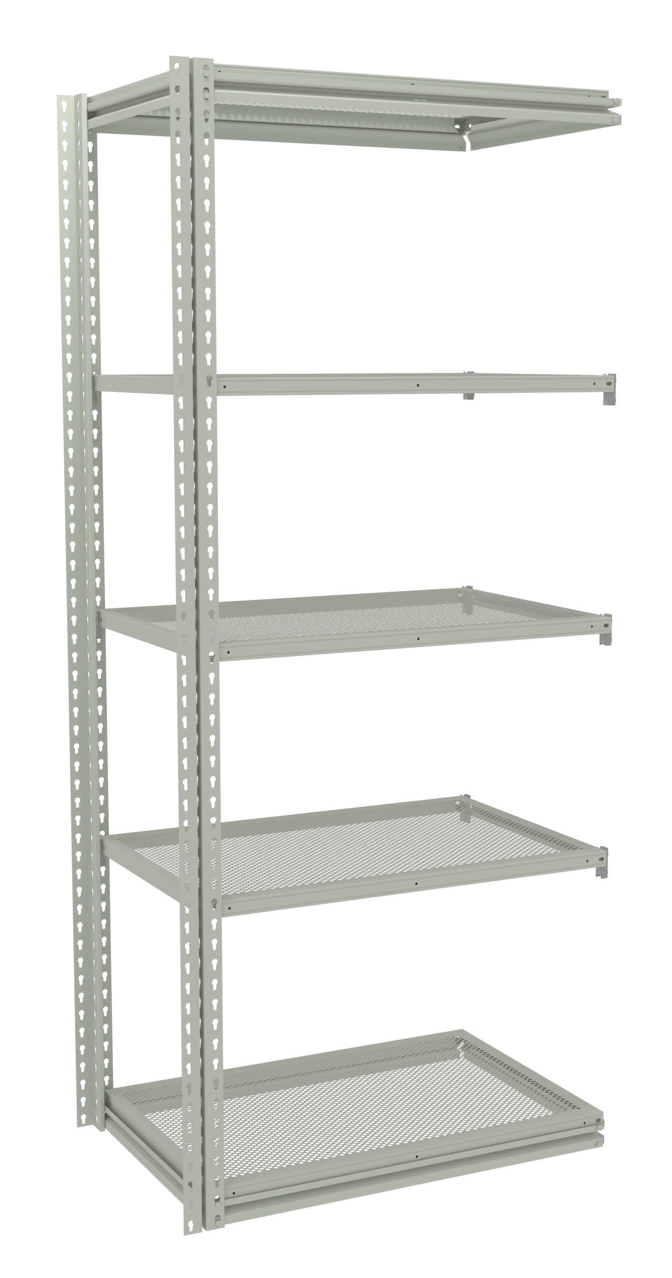 Tennsco 36"W x 24"D Perforated Steel Shelving Adder Unit, Light Grey ...