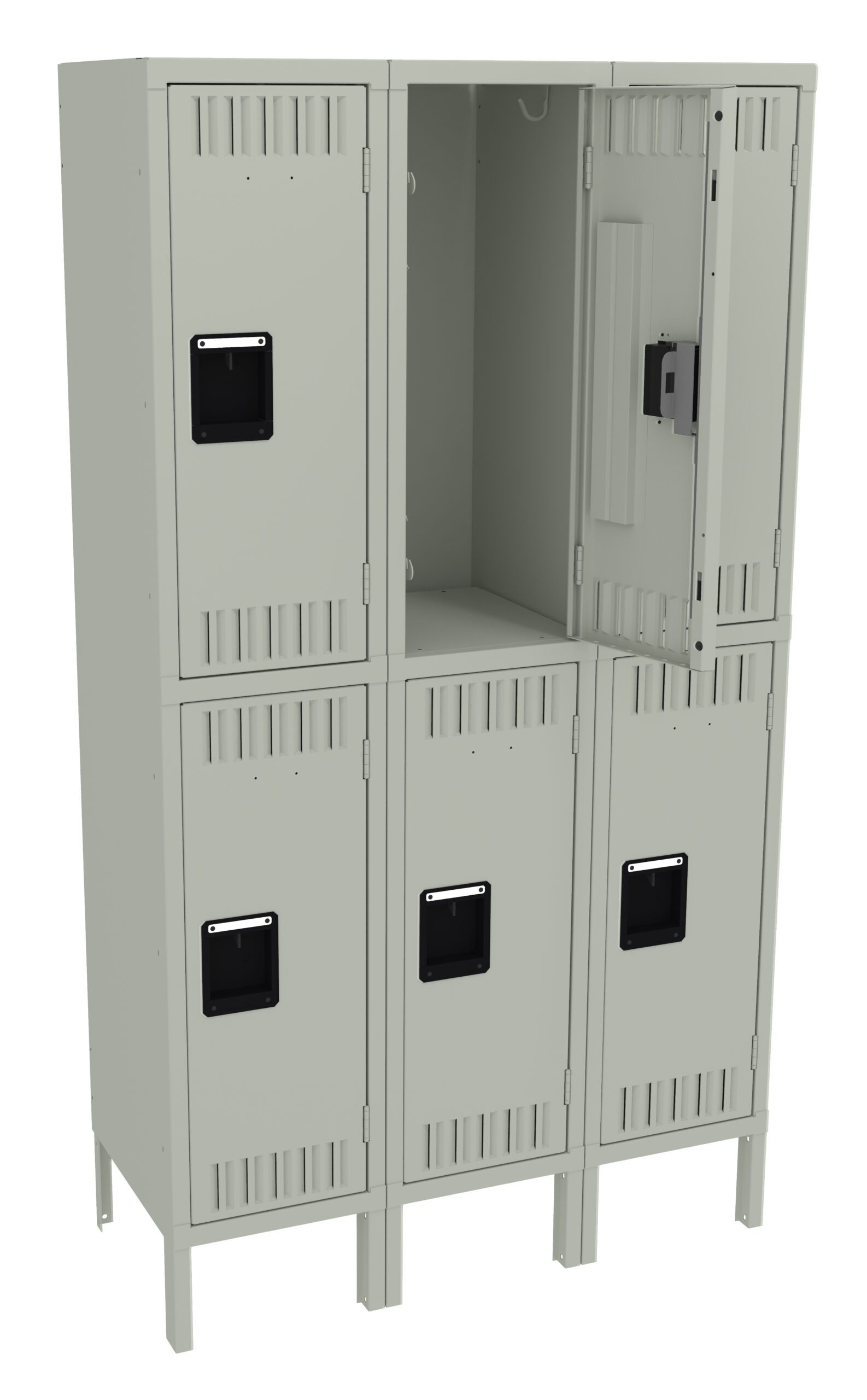 Tennsco 36" W Three-Wide Unassembled Double Tier Locker With Legs ...