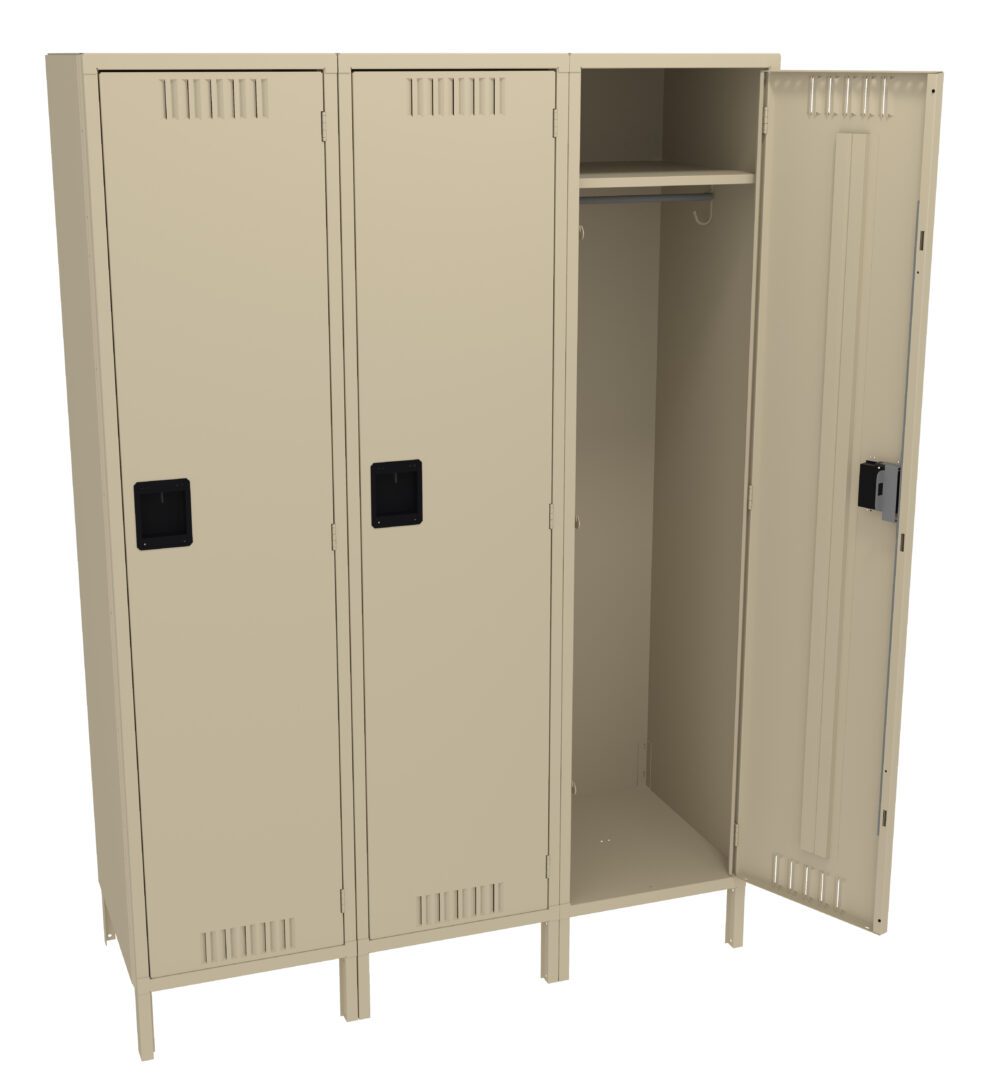 Tennsco 54" W Three-Wide Unassembled Single Tier Locker With Legs, Sand ...