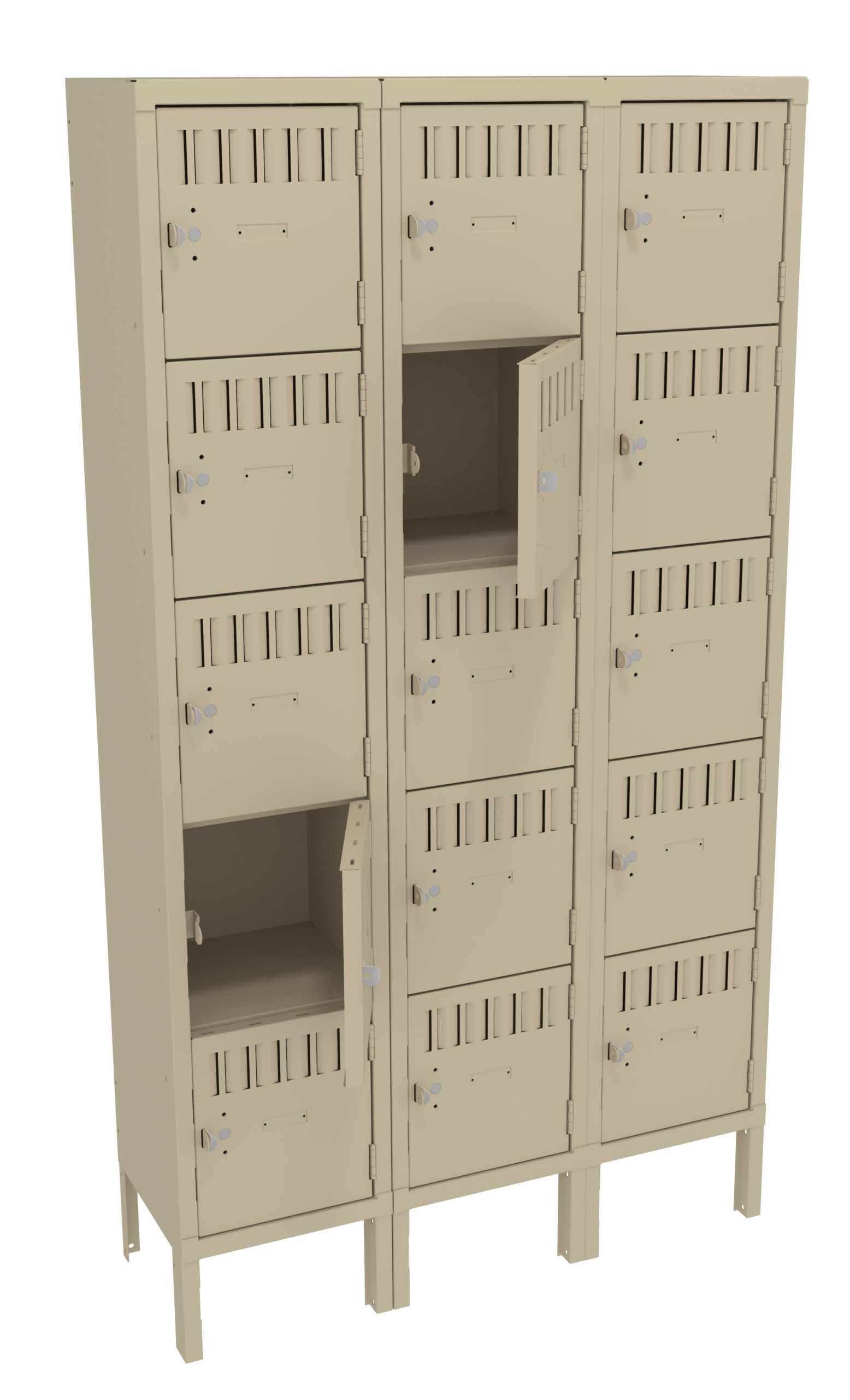 Tennsco 36" W x 12"D Three-Wide Assembled Five-Tier Box Locker with ...