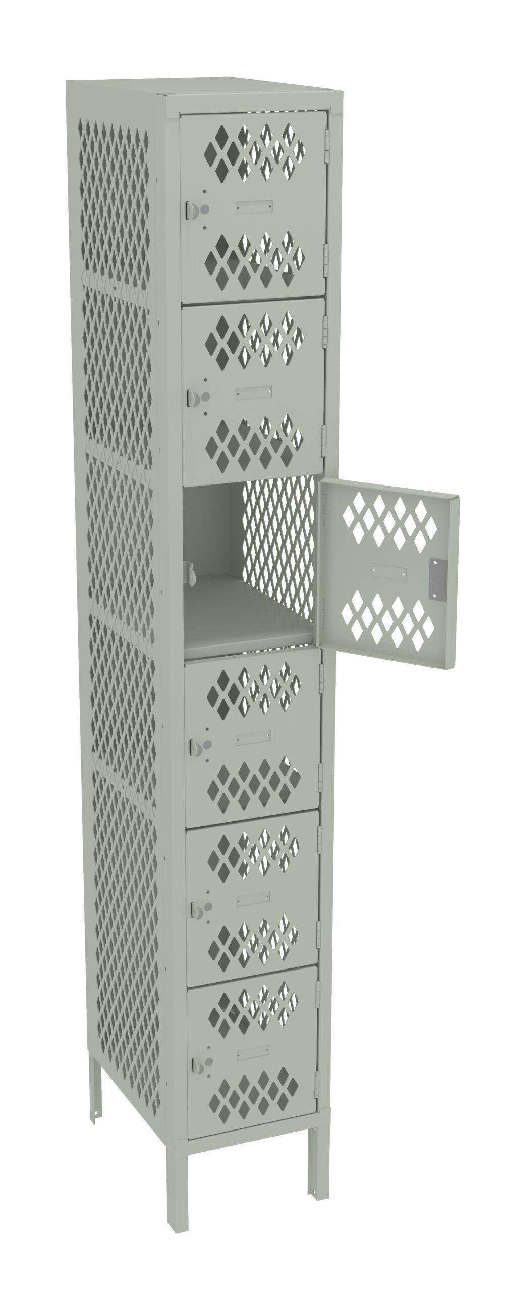 Tennsco 12"W One-Wide Six-Tier Ventilated Box Locker with Legs, Light ...