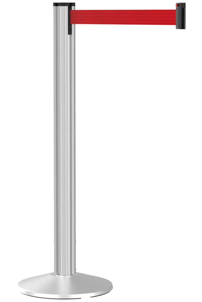Visiontron Grooved Matte Aluminum Post Retractable Belt Stanchion, 9 ...