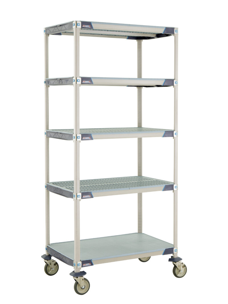 MetroMax i 5X537EGX3 5-Shelf Industrial Plastic Shelving Mobile Cart ...