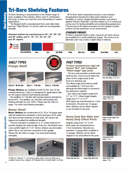 Tri Boro Shelving Brochures | Material Handling USA